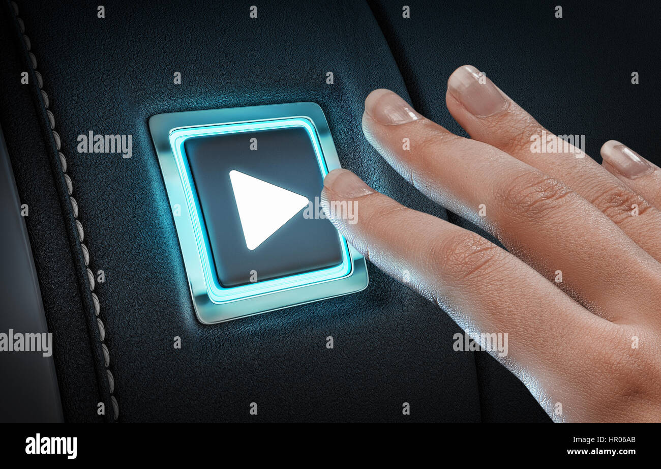 Just push the button . Mixed media Stock Photo - Alamy