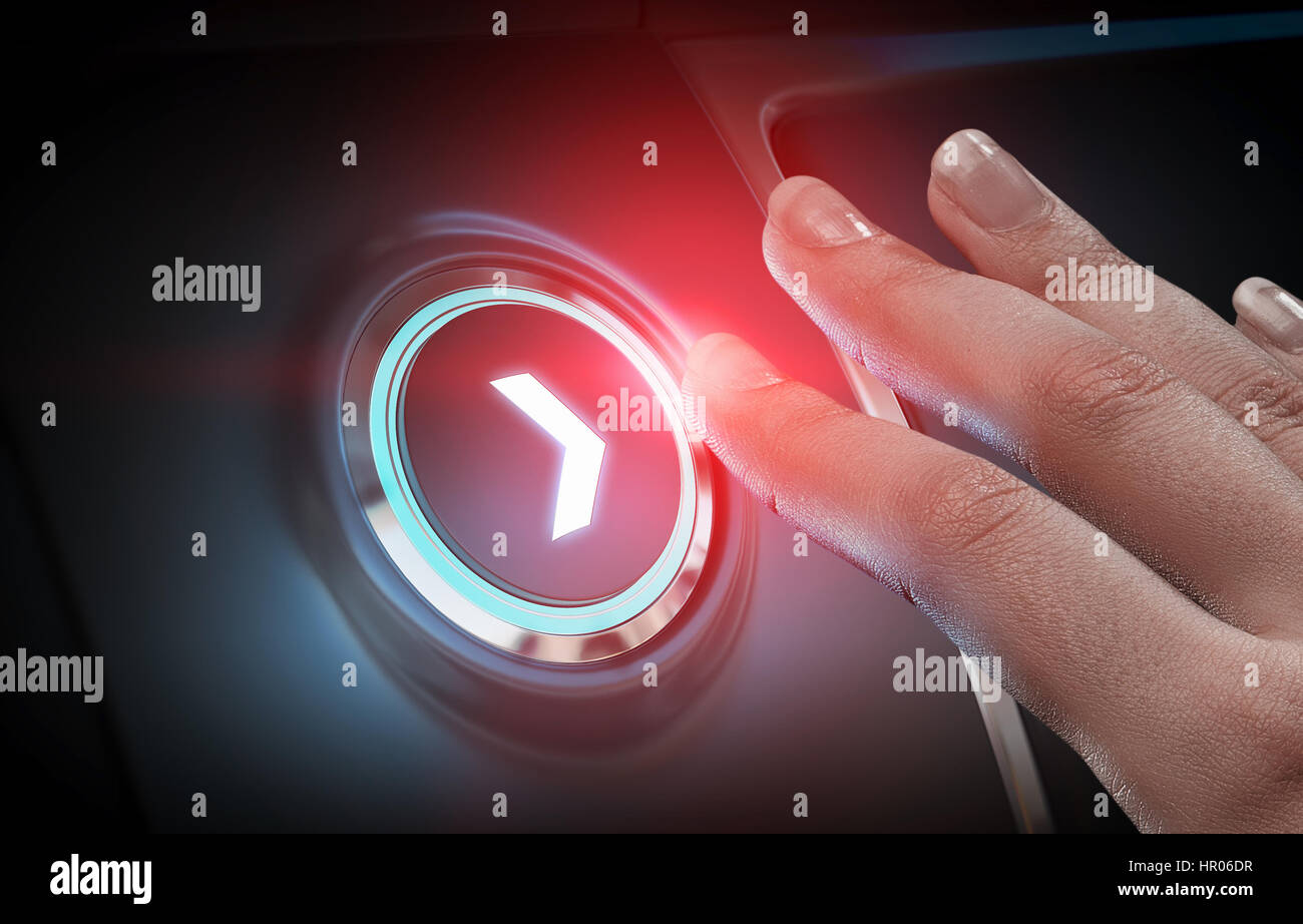 Just push the button . Mixed media Stock Photo - Alamy