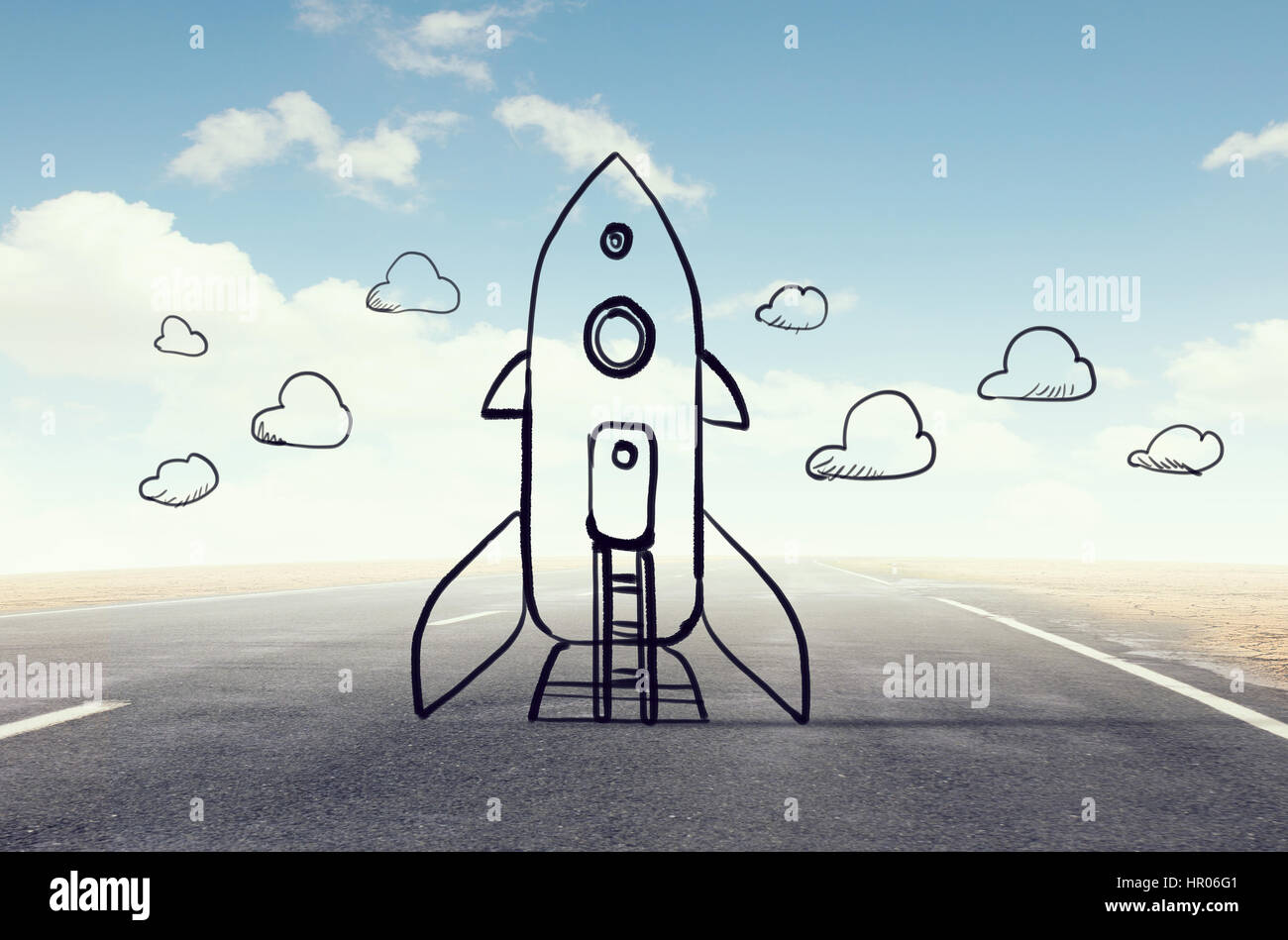 Rocket cartoon image . Mixed media Stock Photo - Alamy