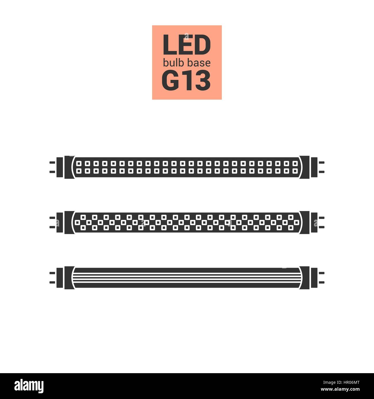 LED light bulbs with G13 base, vector silhouette icon set on white background Stock Vector Image ...