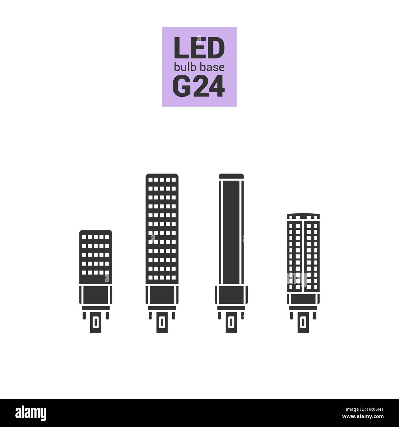 LED light bulbs with G24 base, vector silhouette icon set on white background Stock Vector Image ...