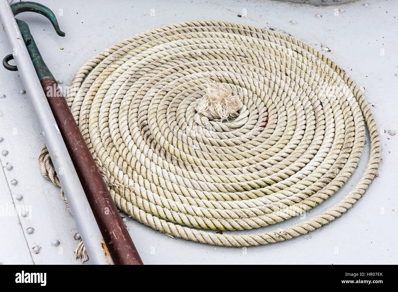 England, Ramsgate. Flemish, or worming and parcelling of rope on deck ...