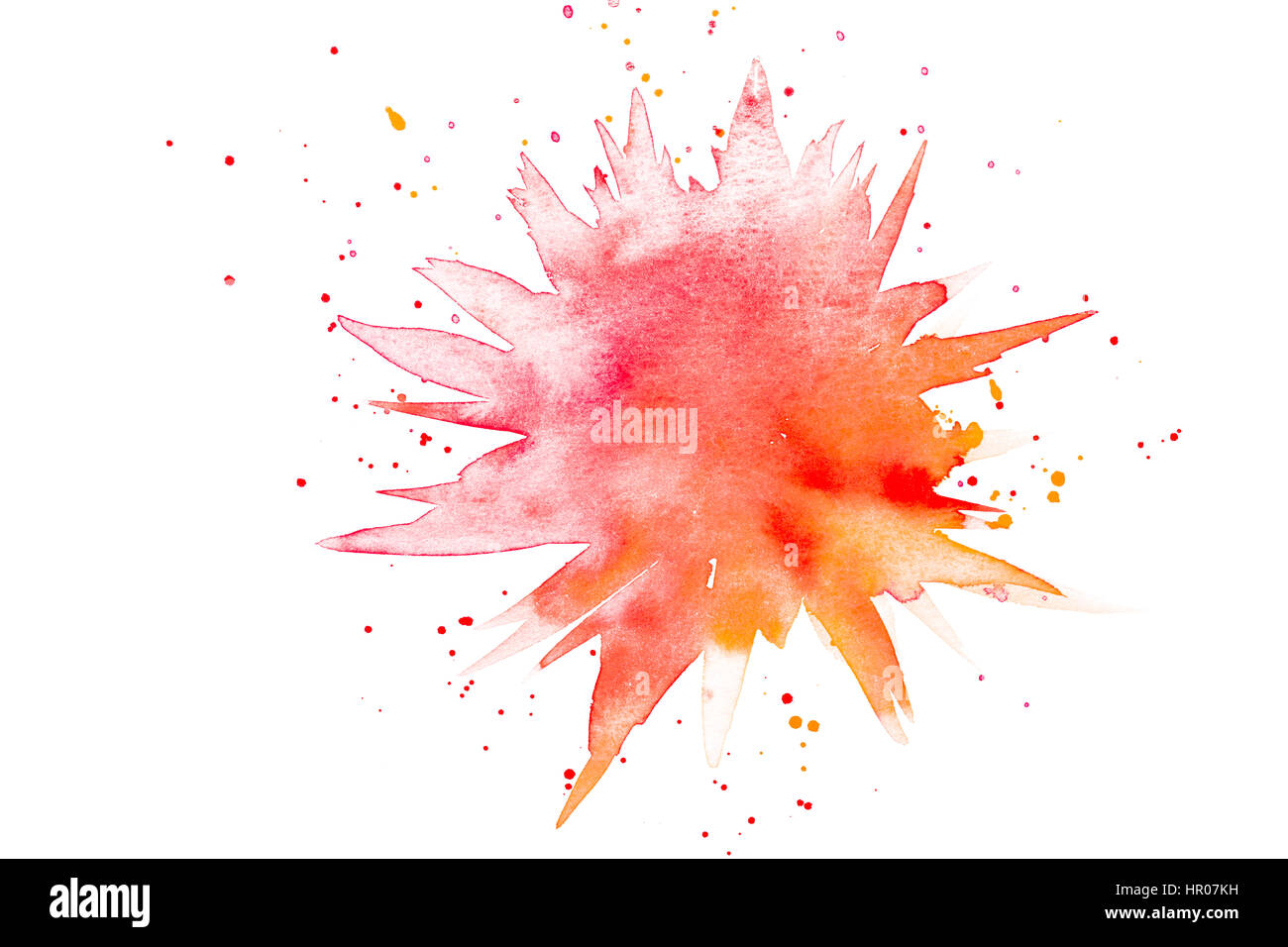 Abstract red orange watercolor splash on white paper Stock Photo - Alamy