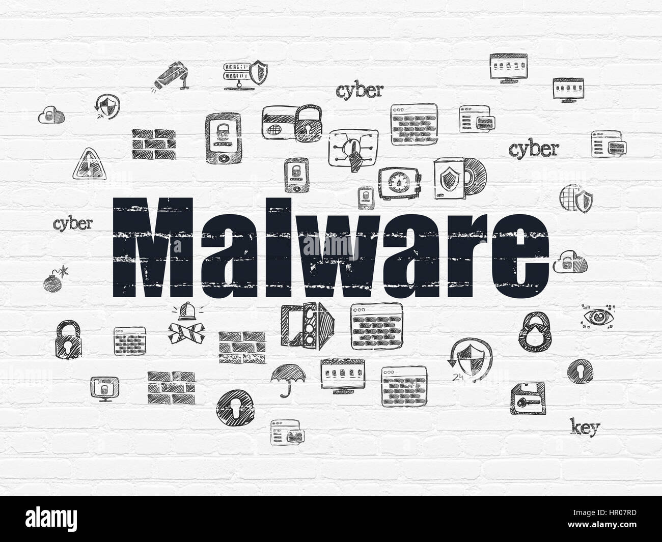 Privacy concept: Malware on wall background Stock Photo - Alamy