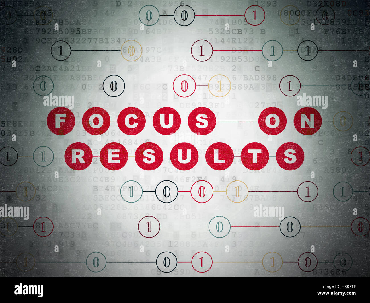 Finance concept: Focus on RESULTS on Digital Data Paper background ...