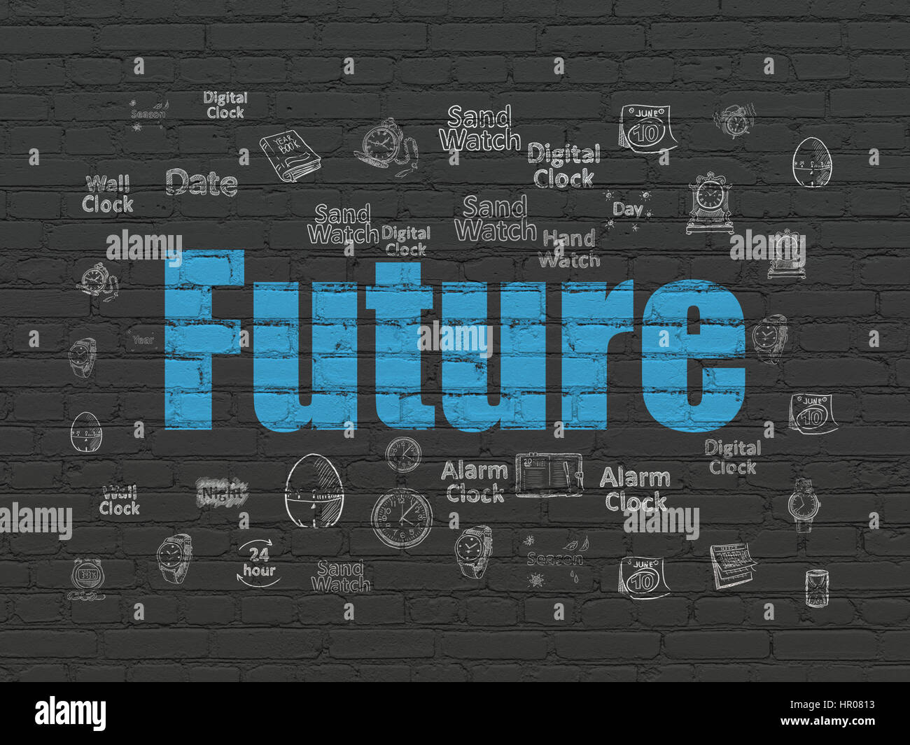 Time concept: Future on wall background Stock Photo - Alamy