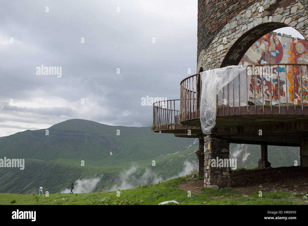 A Russia Georgia friendship monument in Gudauri ski resort in Caucasus ...