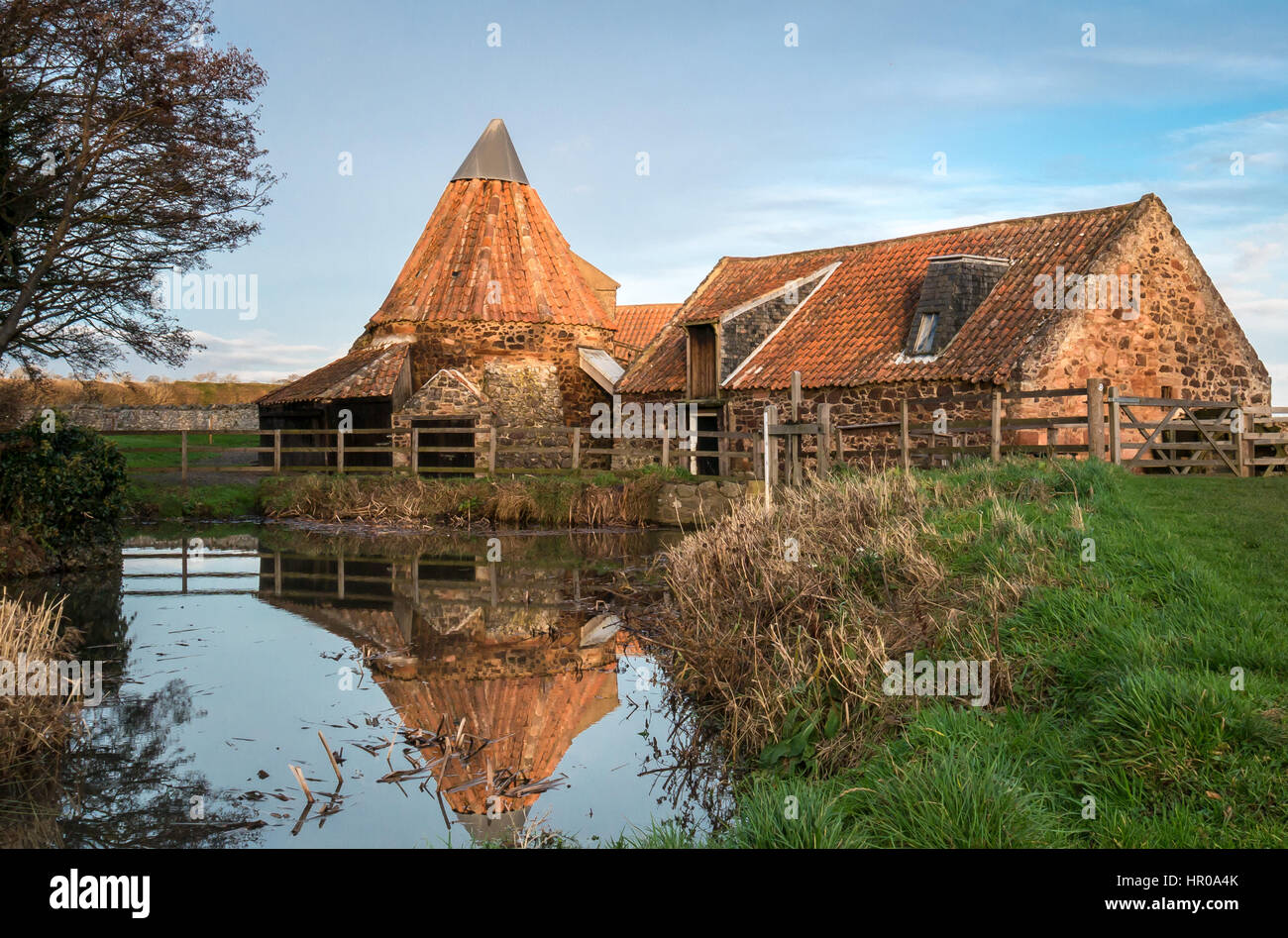Quirky old buildings at 18th century Preston Mill, East Linton, East ...