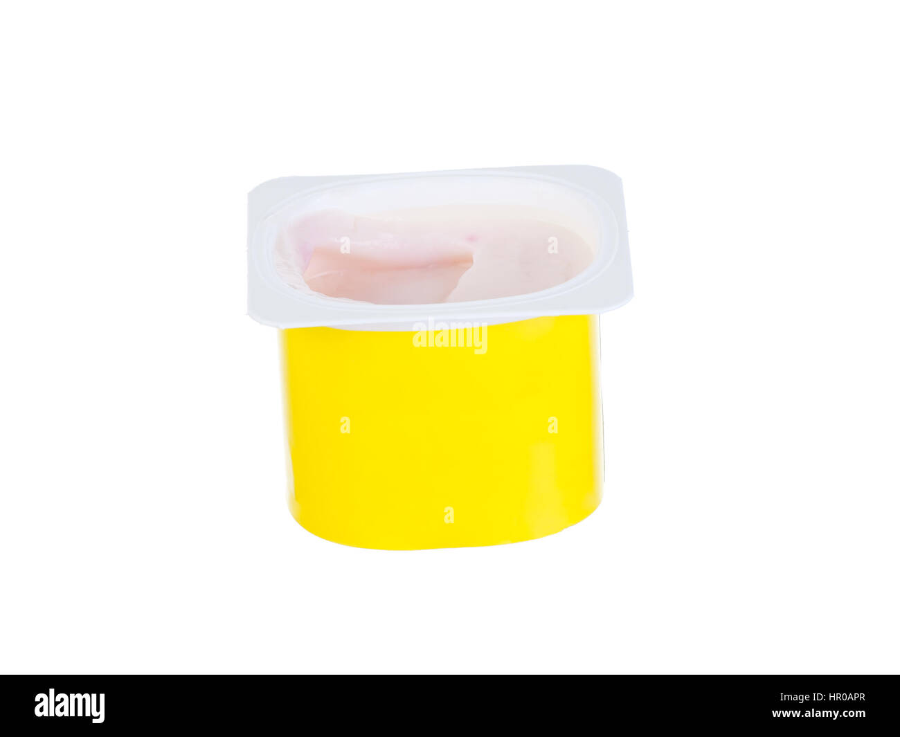 yellow yogurt pot on pure white background Stock Photo - Alamy