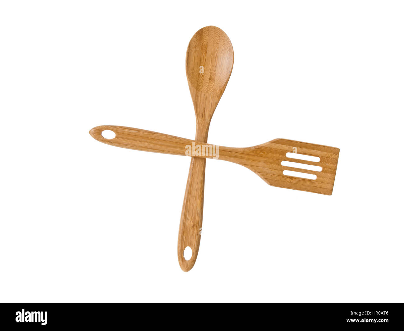 Wooden spoon and spatula on pure white background Stock Photo - Alamy