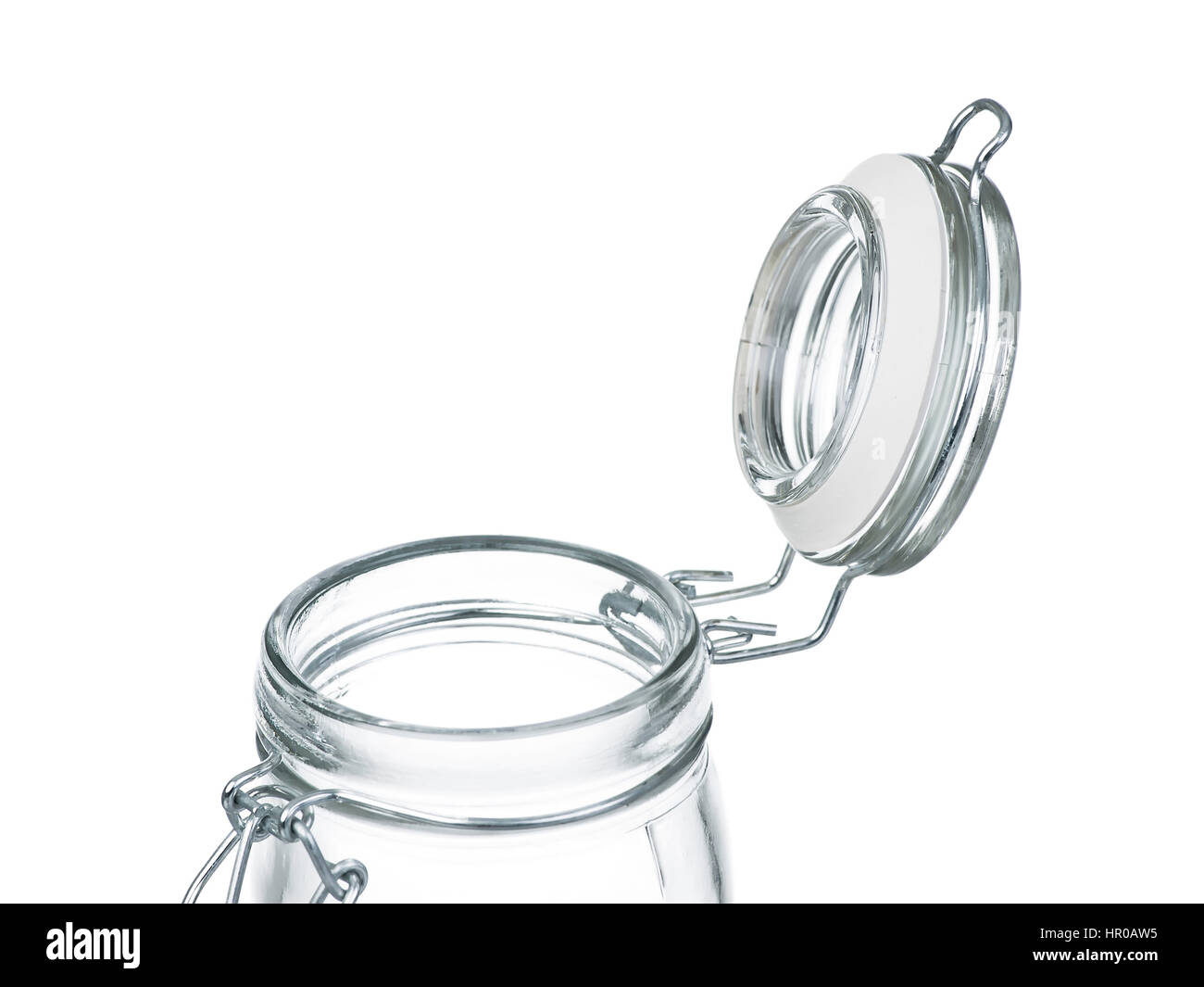 Empty glass jar isolated on pure white background Stock Photo - Alamy