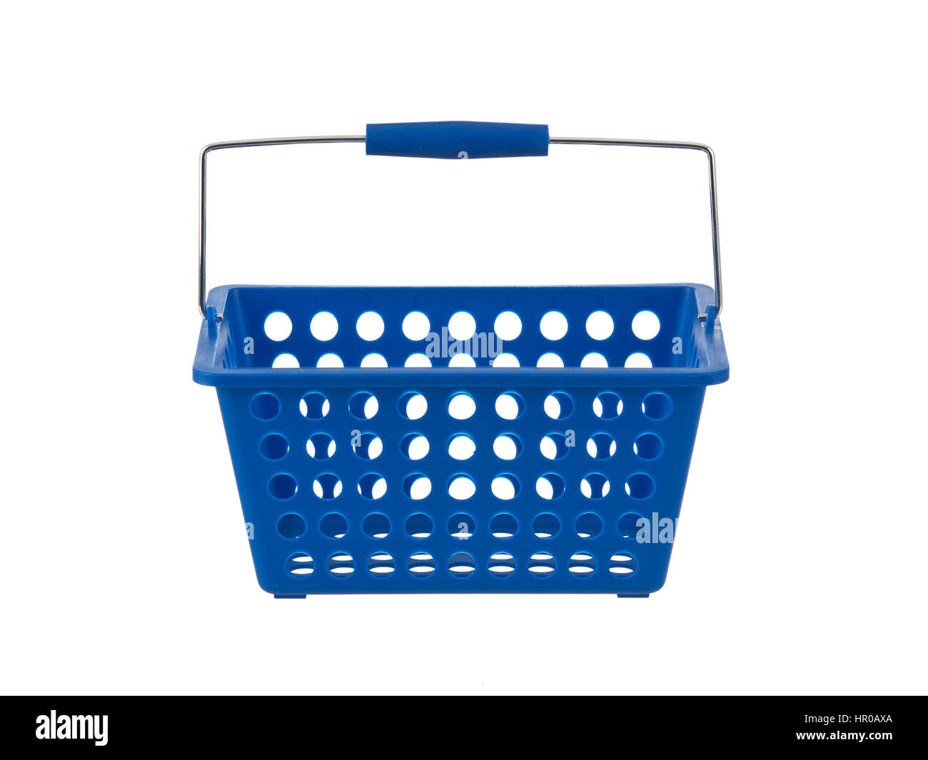 Blue plastic basket front view on pure white background Stock Photo - Alamy
