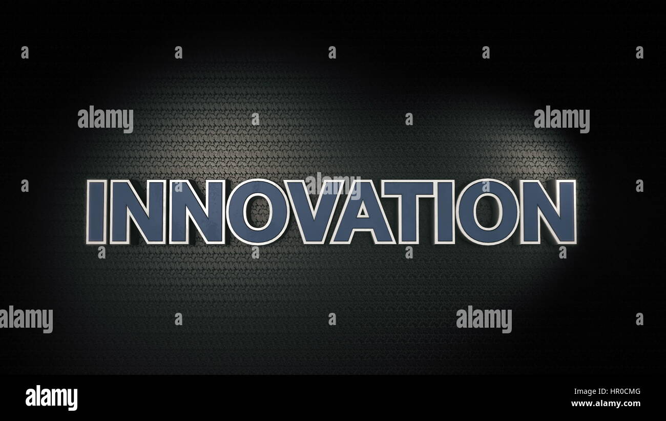Metal 3D Text Innovation with reflection and light Stock Photo - Alamy