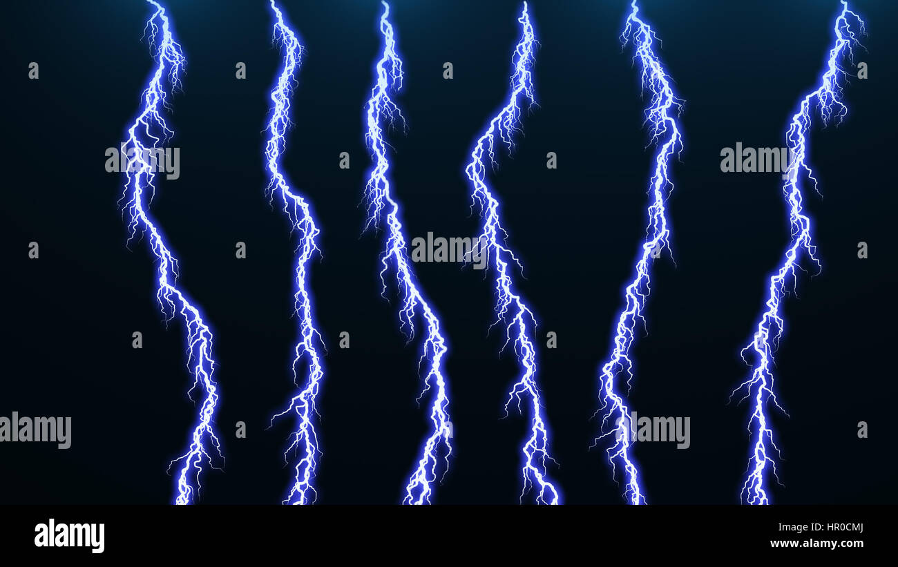 Computer graphic Different lightning bolts. 3D rendered Stock Photo - Alamy