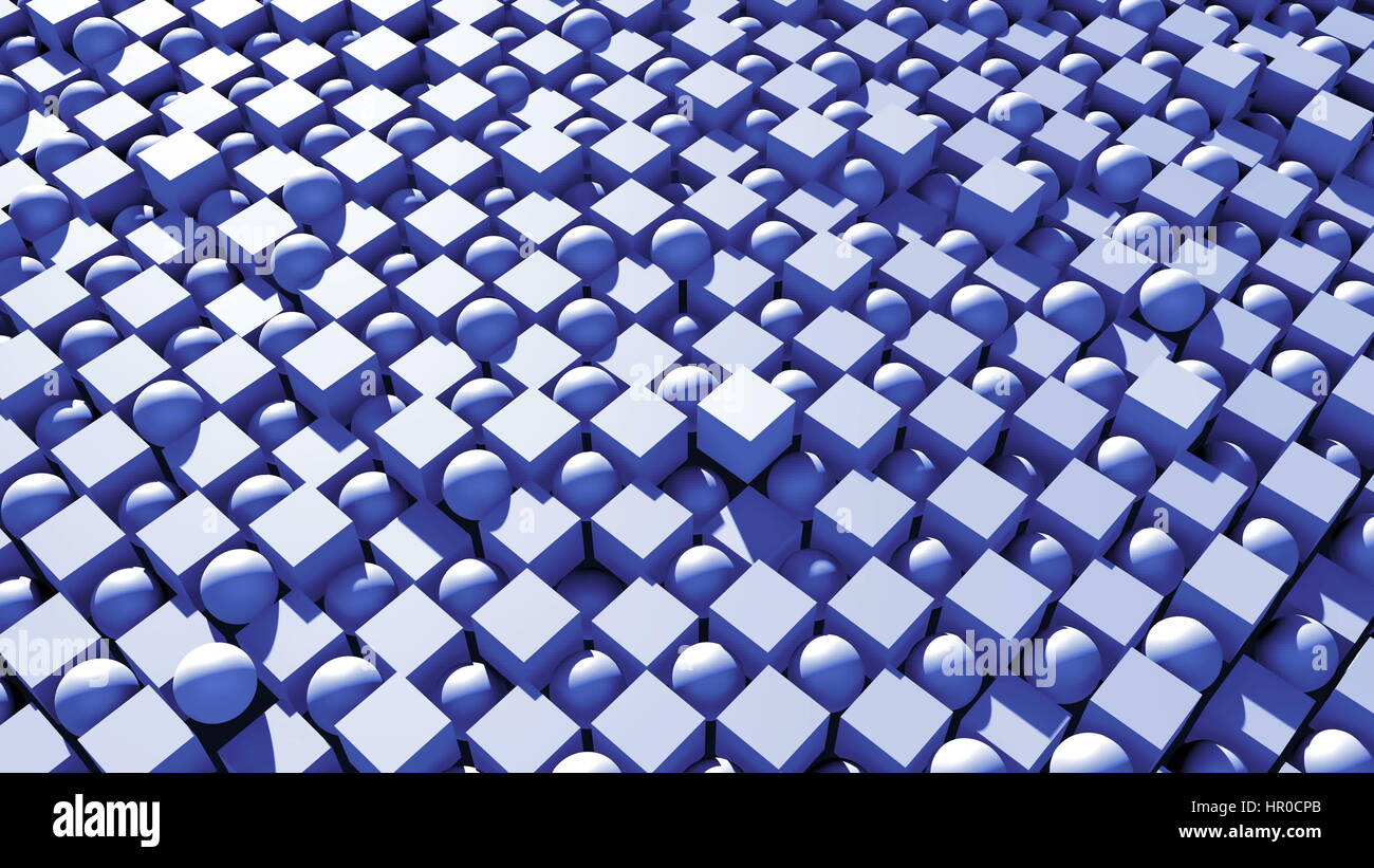 Surface sphere and cubes. 3D rendered technology backdrop Stock Photo ...