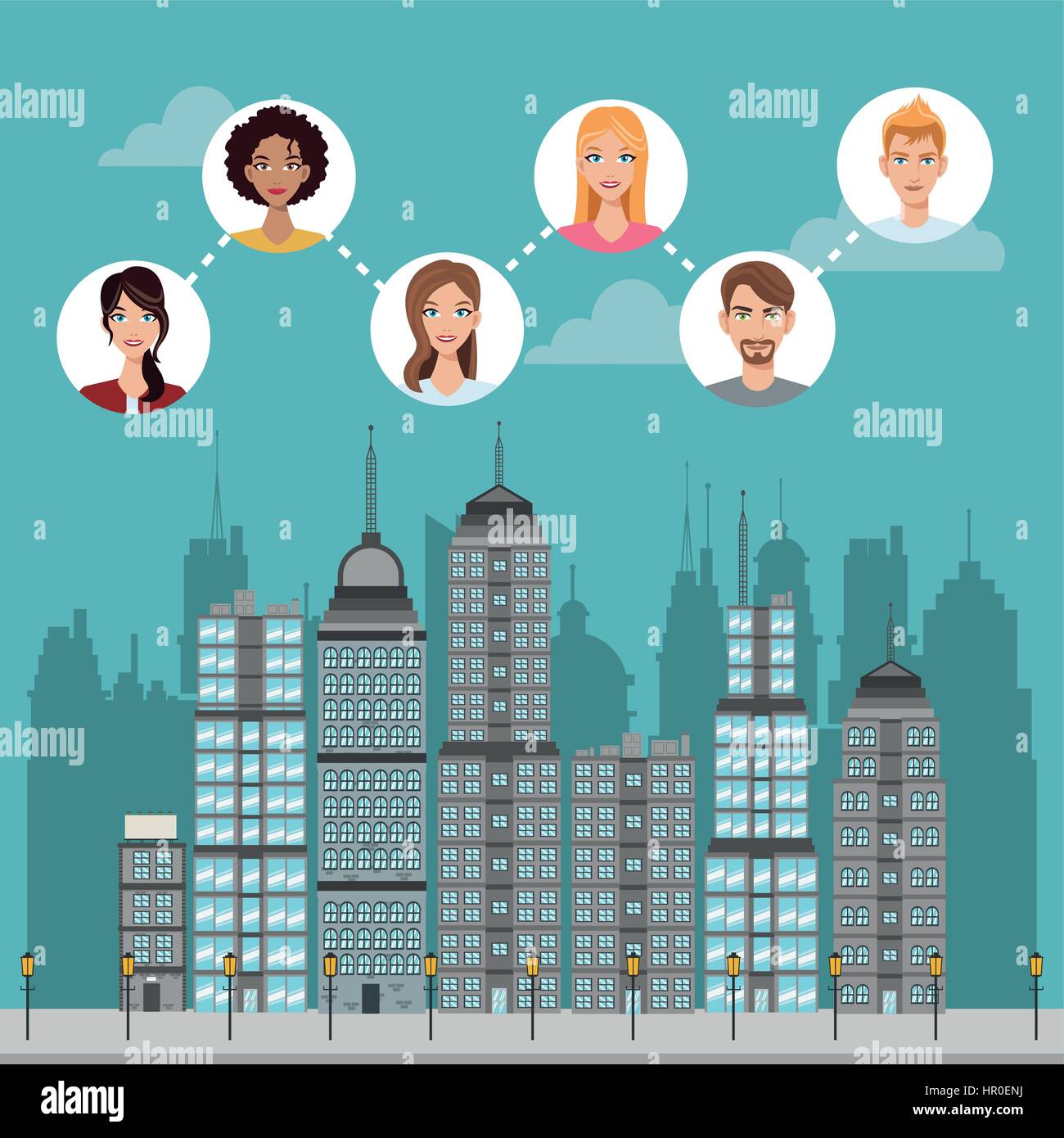 community connected urban building Stock Vector Image & Art - Alamy