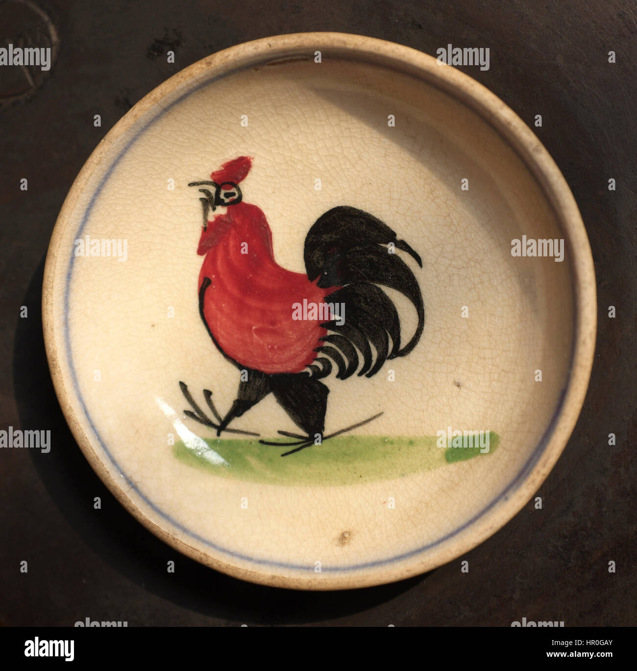 A little plate with a rooster design of Boshan kiln. The Republic of ...