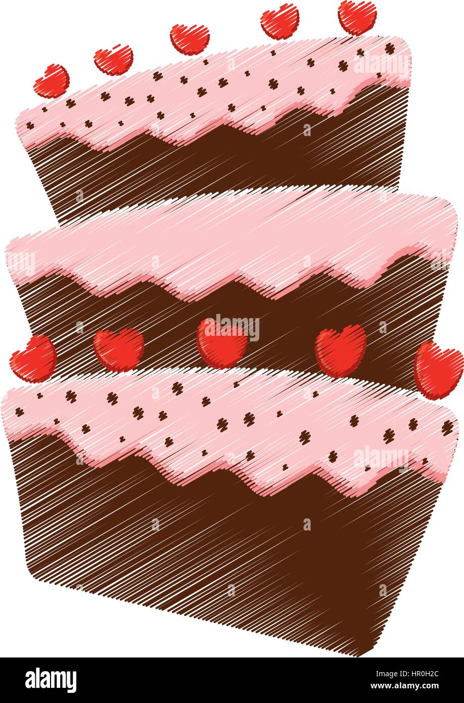 drawing cake dessert red heart Stock Vector Image & Art - Alamy