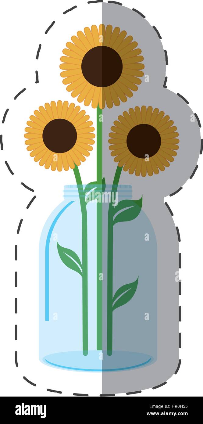 sunflowers vase decoration icon Stock Vector Image & Art - Alamy