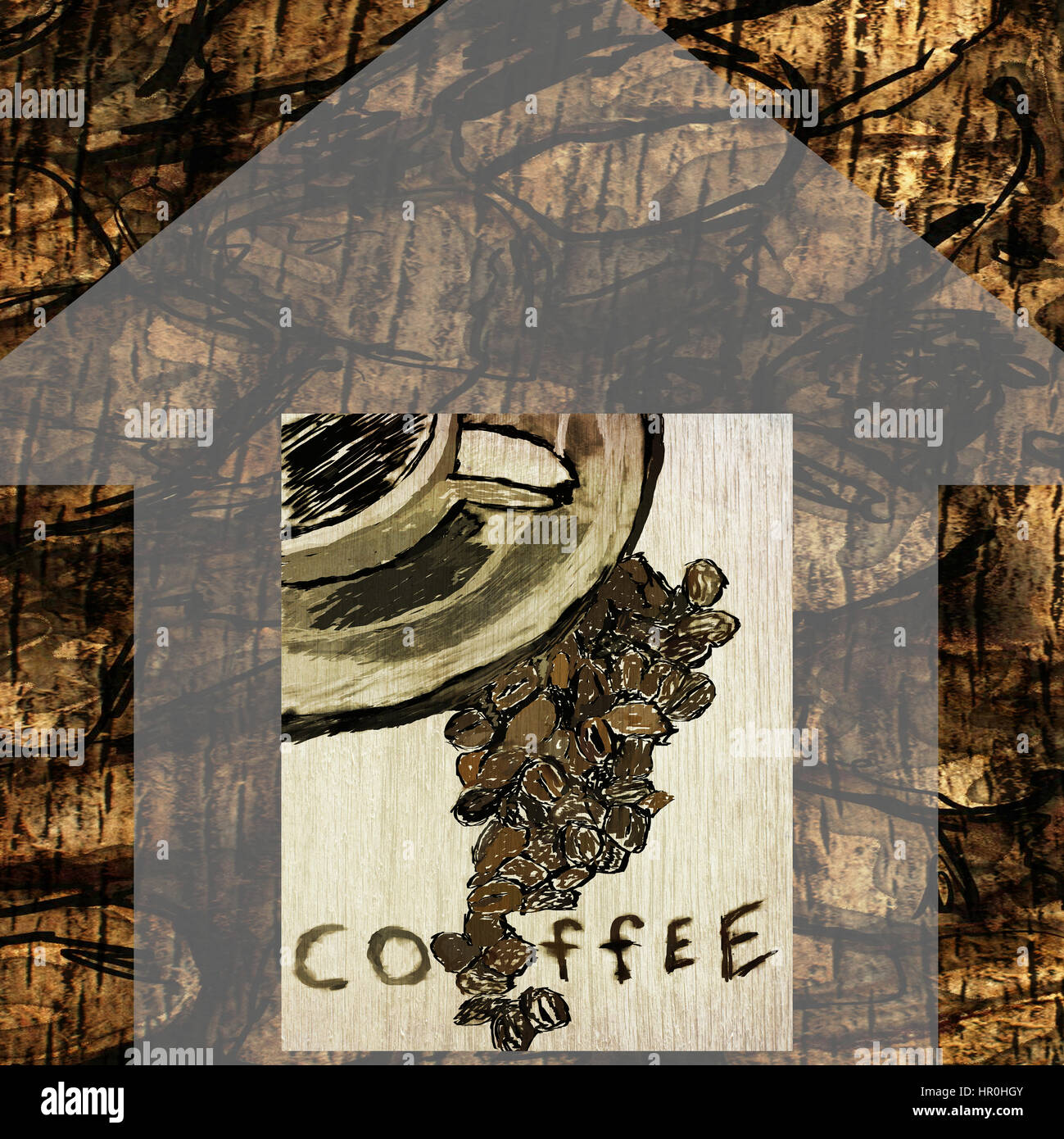 coffee house abstract poster background Stock Photo - Alamy