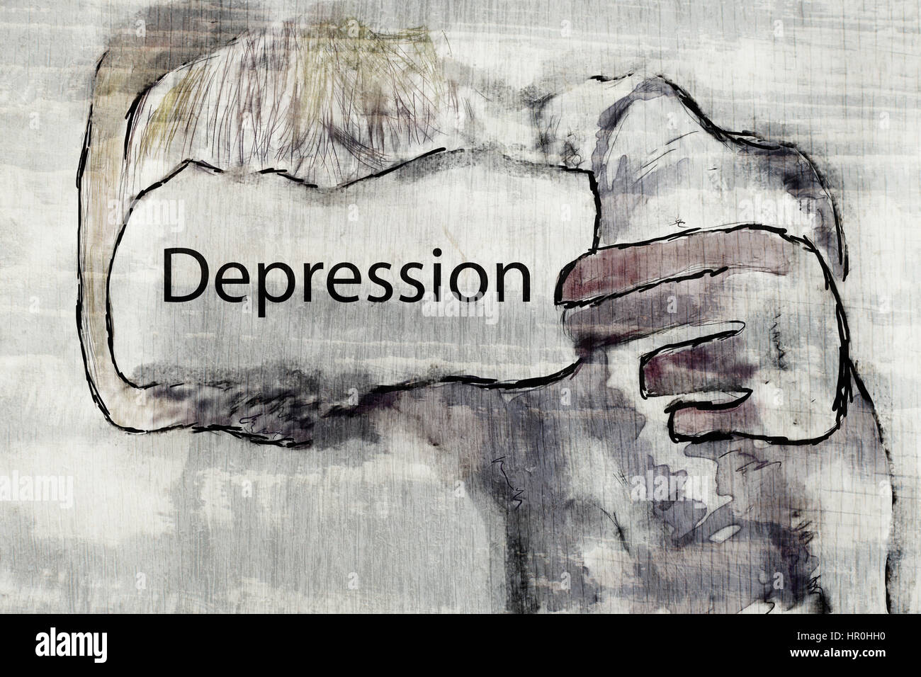 depression and sadness conceptual background, mixed media from pictures ...