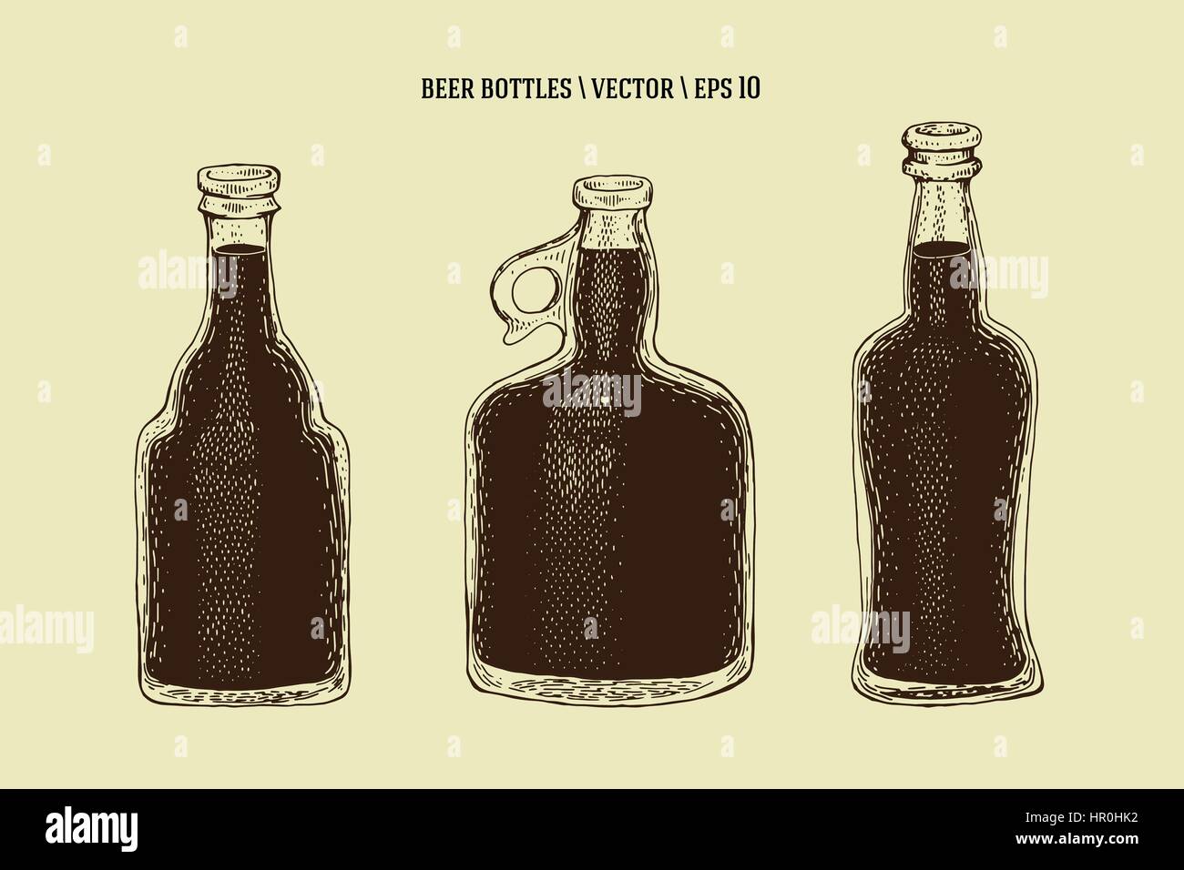 Vector hand drawn illustration of beer bottle Stock Vector Image & Art ...