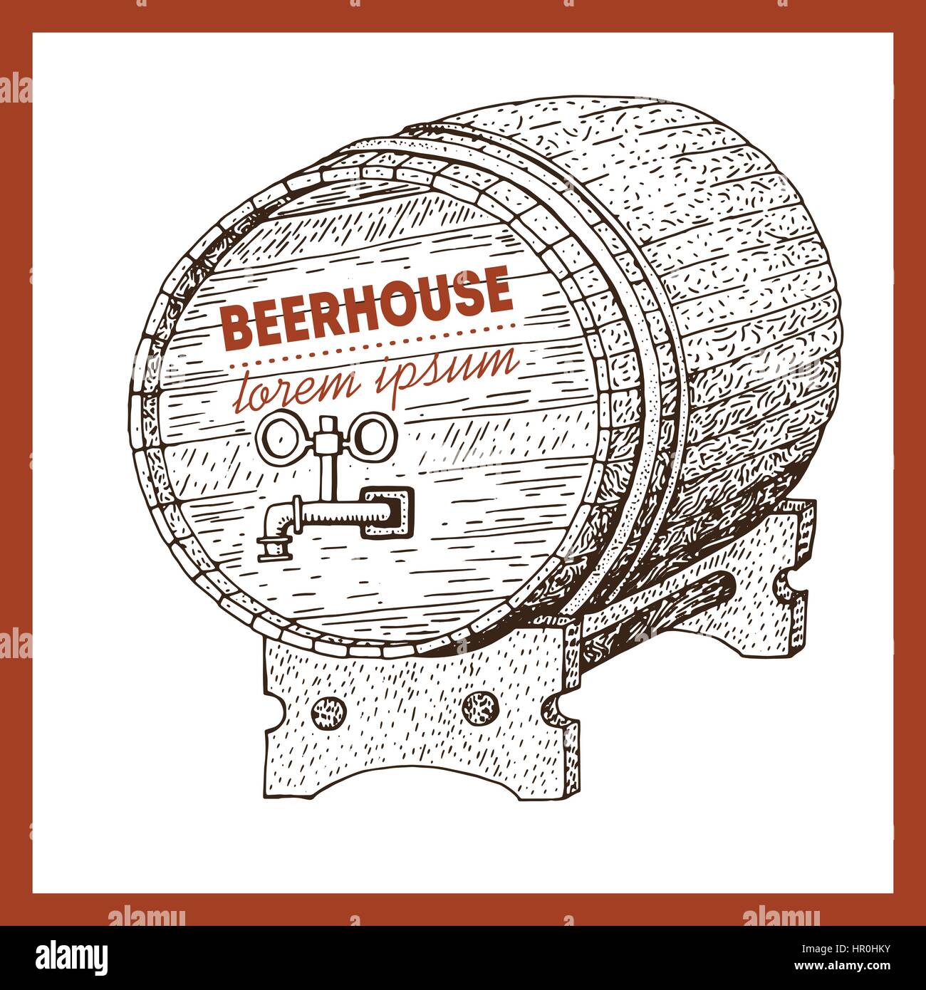 Vector hand drawn beer barrel. Logo Template. Vintage Stock Vector ...