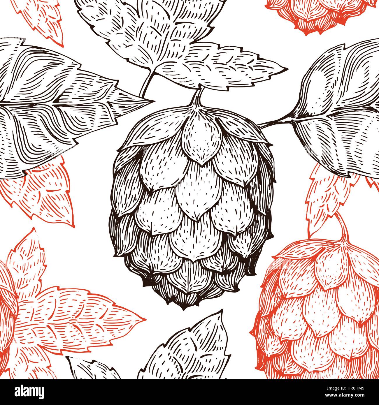 Original vintage retro line seamless vector pattern for beer house, bar ...