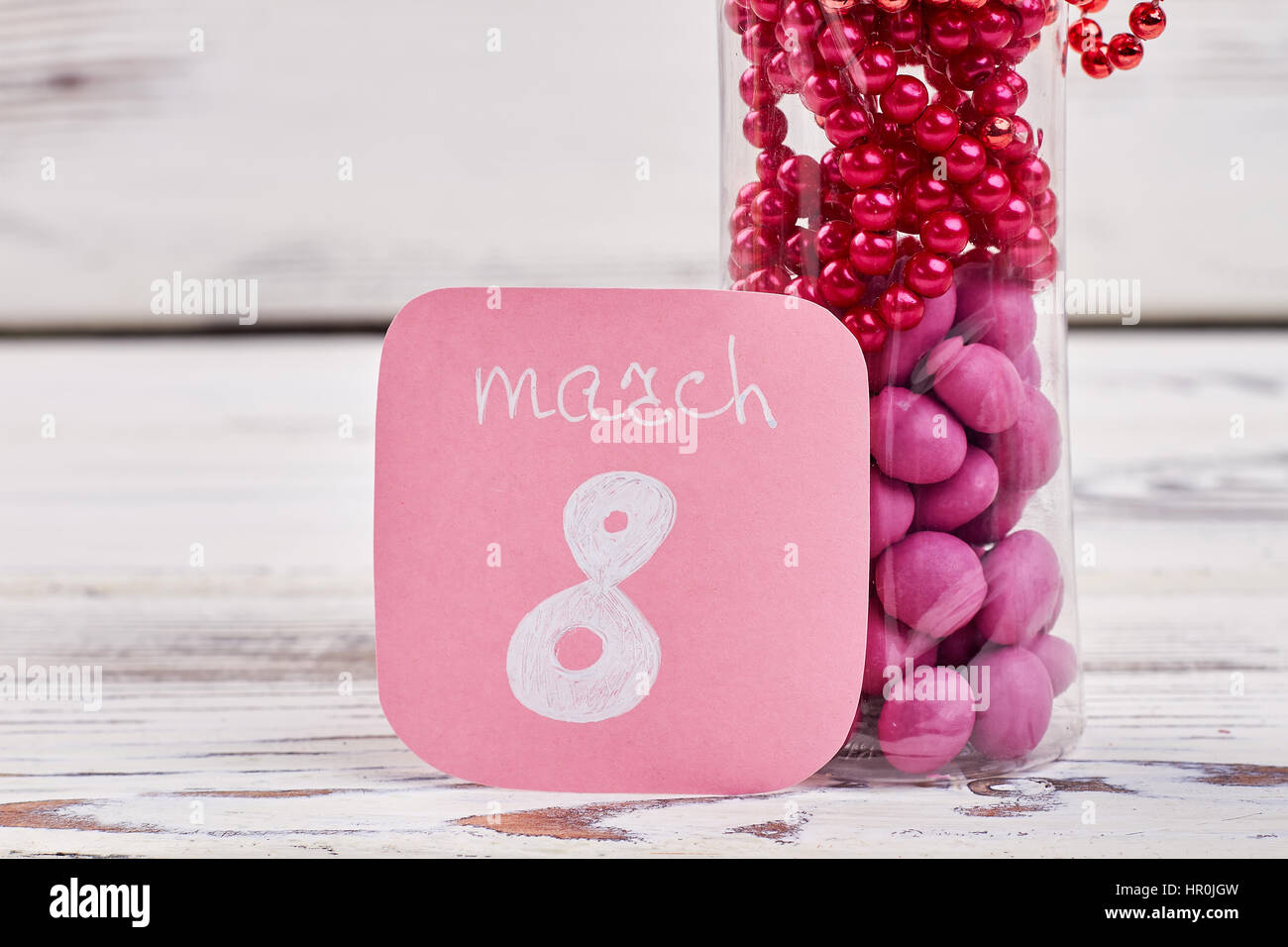 Greeting card and sweets. Bright present for Women's day Stock Photo ...