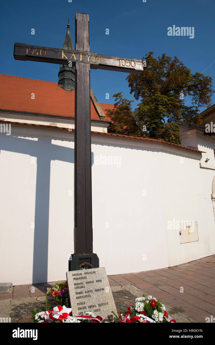 The Cross commemorates the Massacres of Katyn Forest in Russia in 1940 ...