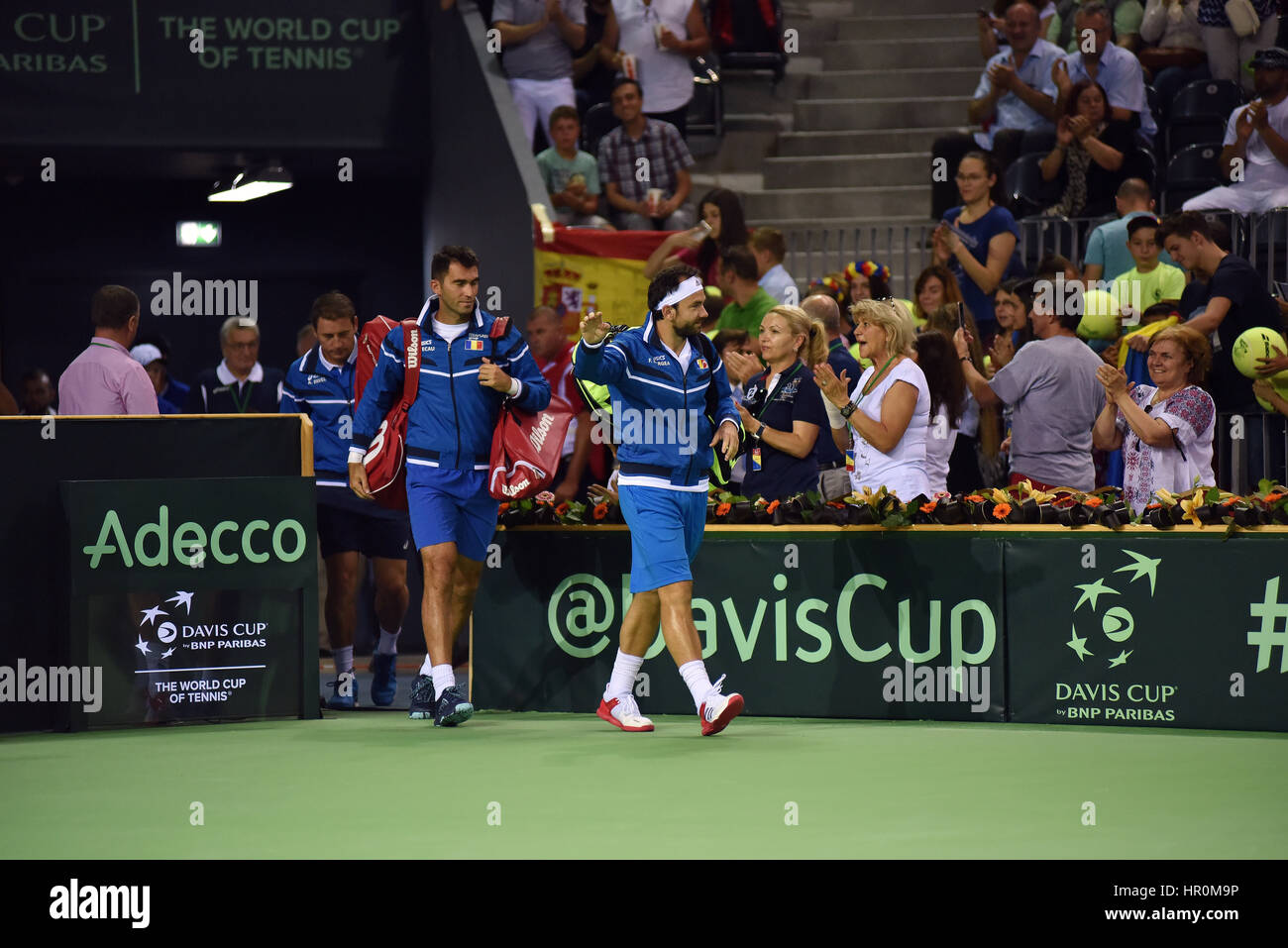 CLUJ NAPOCA, ROMANIA - JULY 16, 2016: Romanian tennis players entering ...