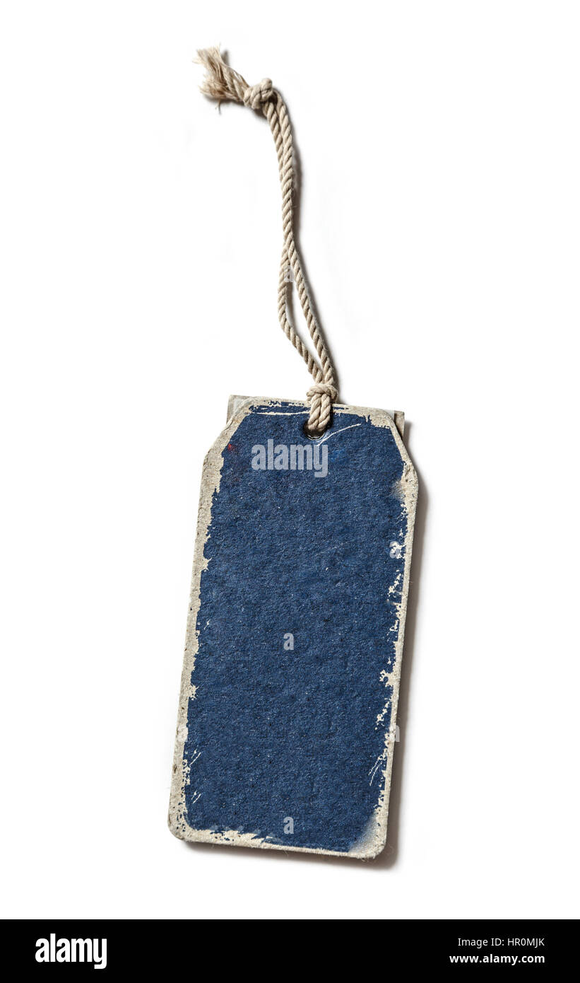 Blue blank paper label on white background Stock Photo - Alamy