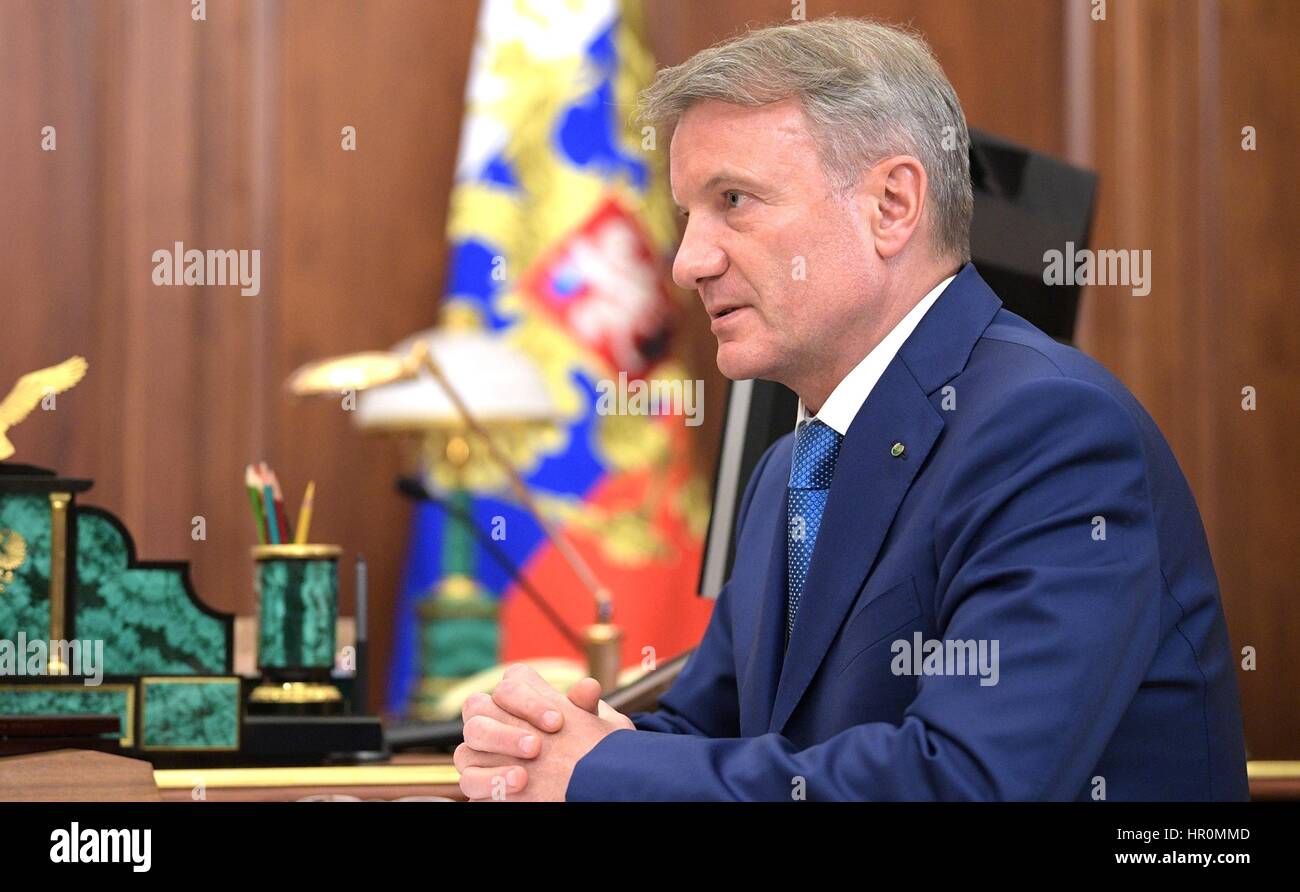 Sberbank CEO Gherman Gref during a meeting with Russian President ...