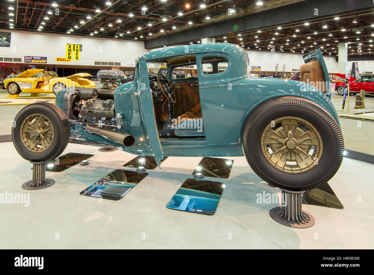 Detroit, USA. 24th Feb, 2017. A 1930 Ford Model A coupe "Great 8 ...