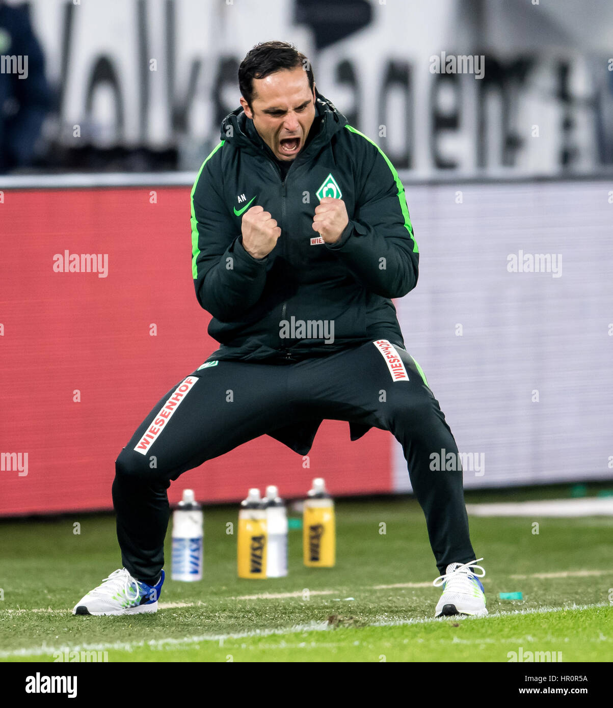 Wolfsburg, Germany. 24th Feb, 2017. Bremen's coach Alexander Nouri ...