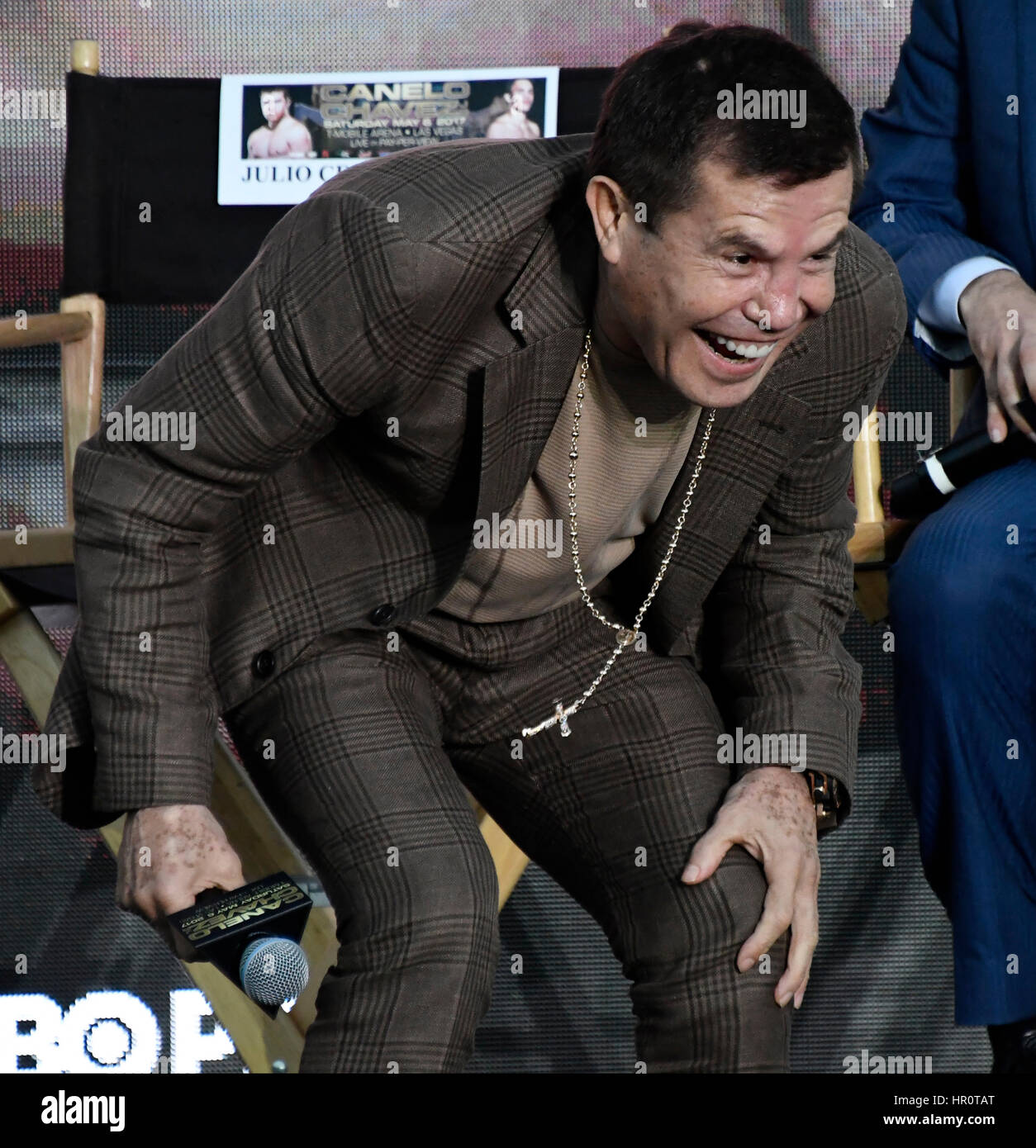 Former boxing champion Cesar Chaves Sr. 24th Feb, 2017. greets fans on ...