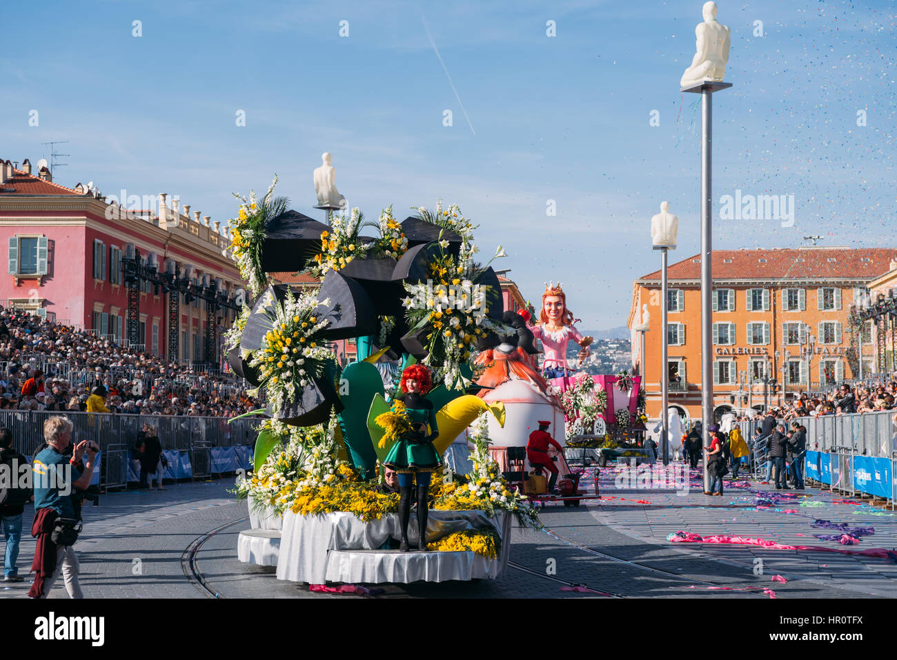 Nice, France. 25th February 2017. A parade float during the daylight ...