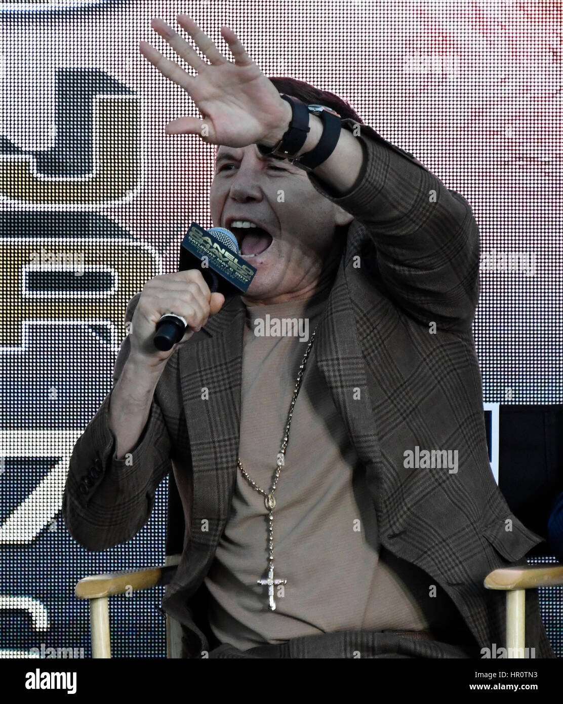 Former boxing champion Cesar Chaves Sr. 24th Feb, 2017. greets fans on ...
