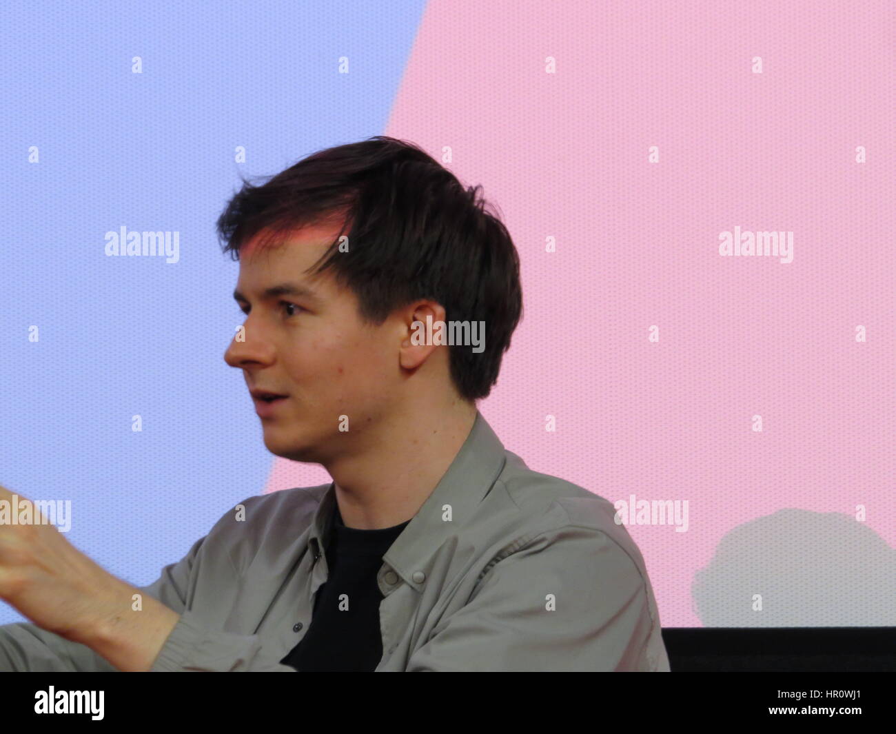 Dublin, Ireland. 25th February 2017. Actor Scott Chambers, after his ...