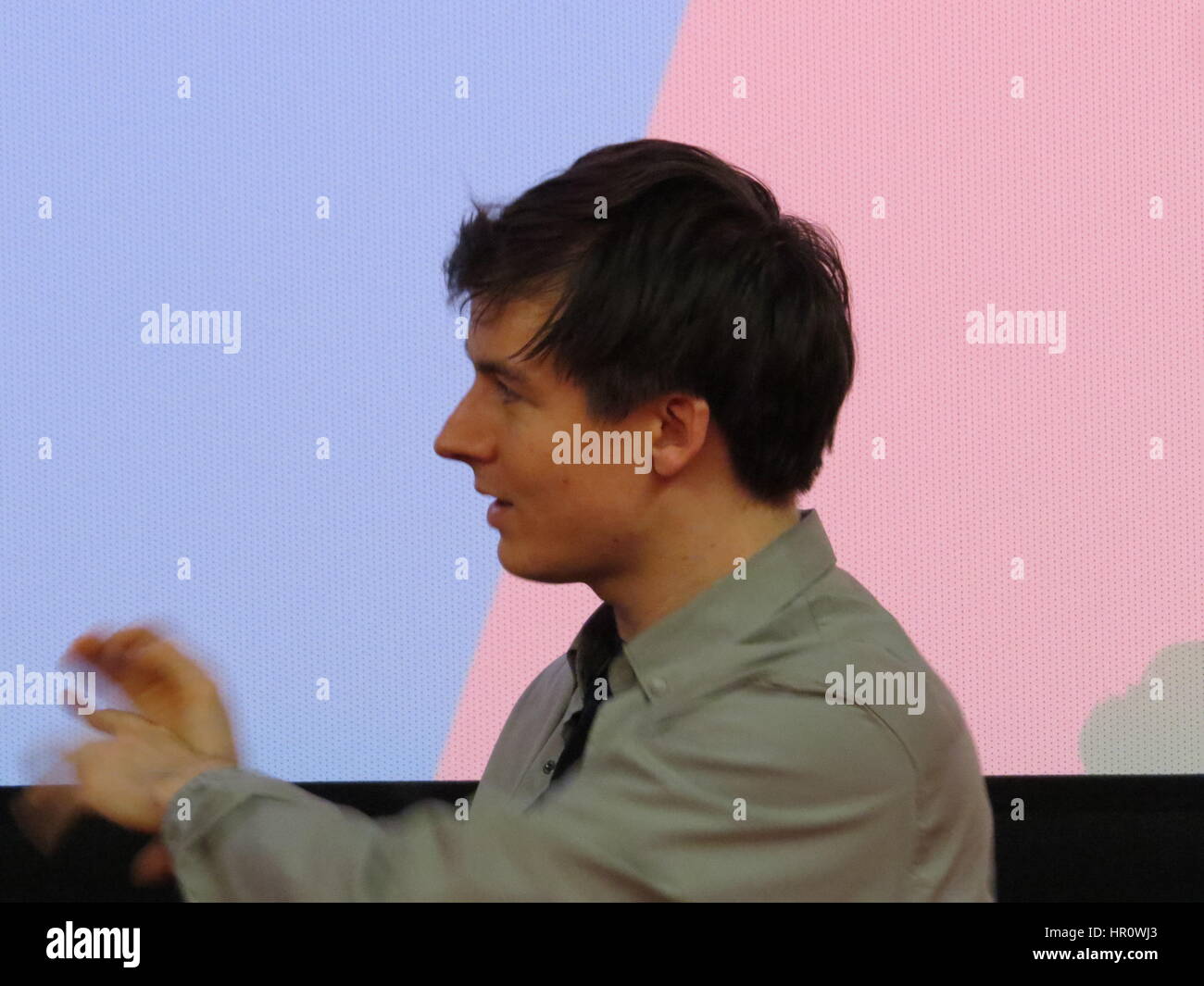 Dublin, Ireland. 25th February 2017. Actor Scott Chambers, after his ...