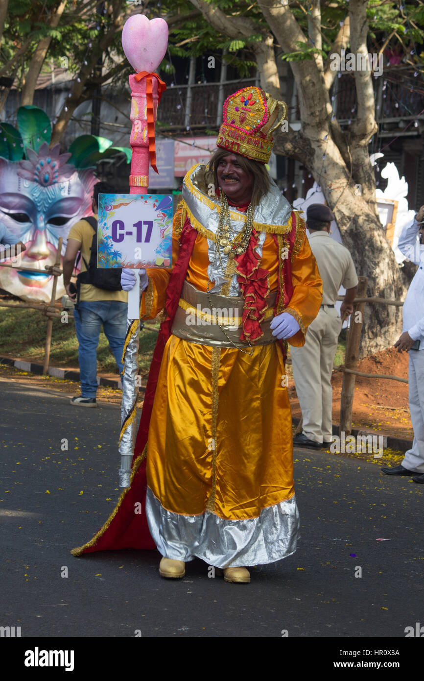 Carnival, Goa, India. 25th February 2017. king momo at the carnival ...