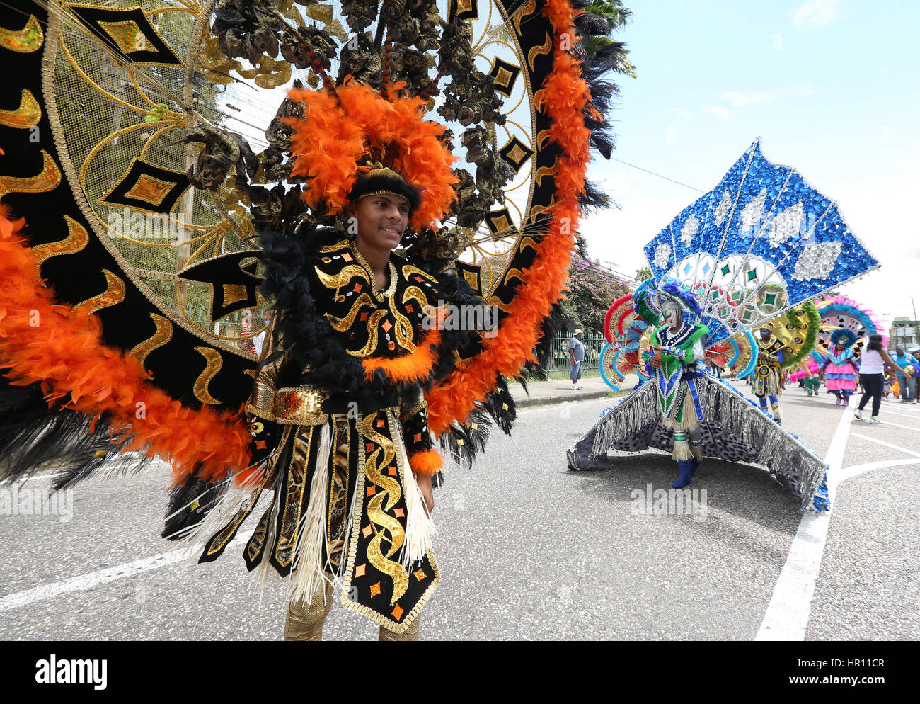 Port of Spain, Trinidad. 25th February 2017. Children prance and ...