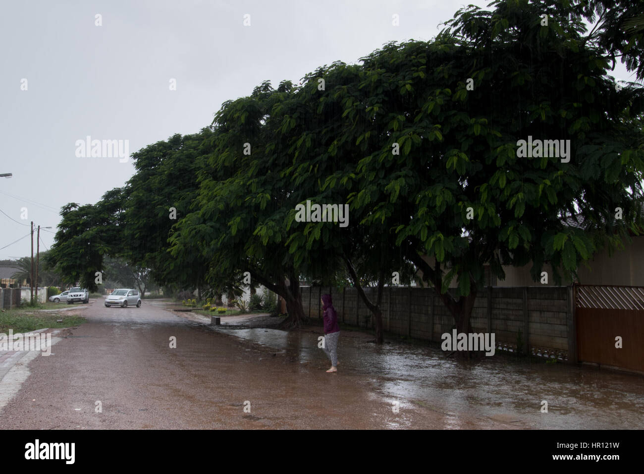 Gaborone, Botswana. 25 February, 2017. Woman negotiates surface ...
