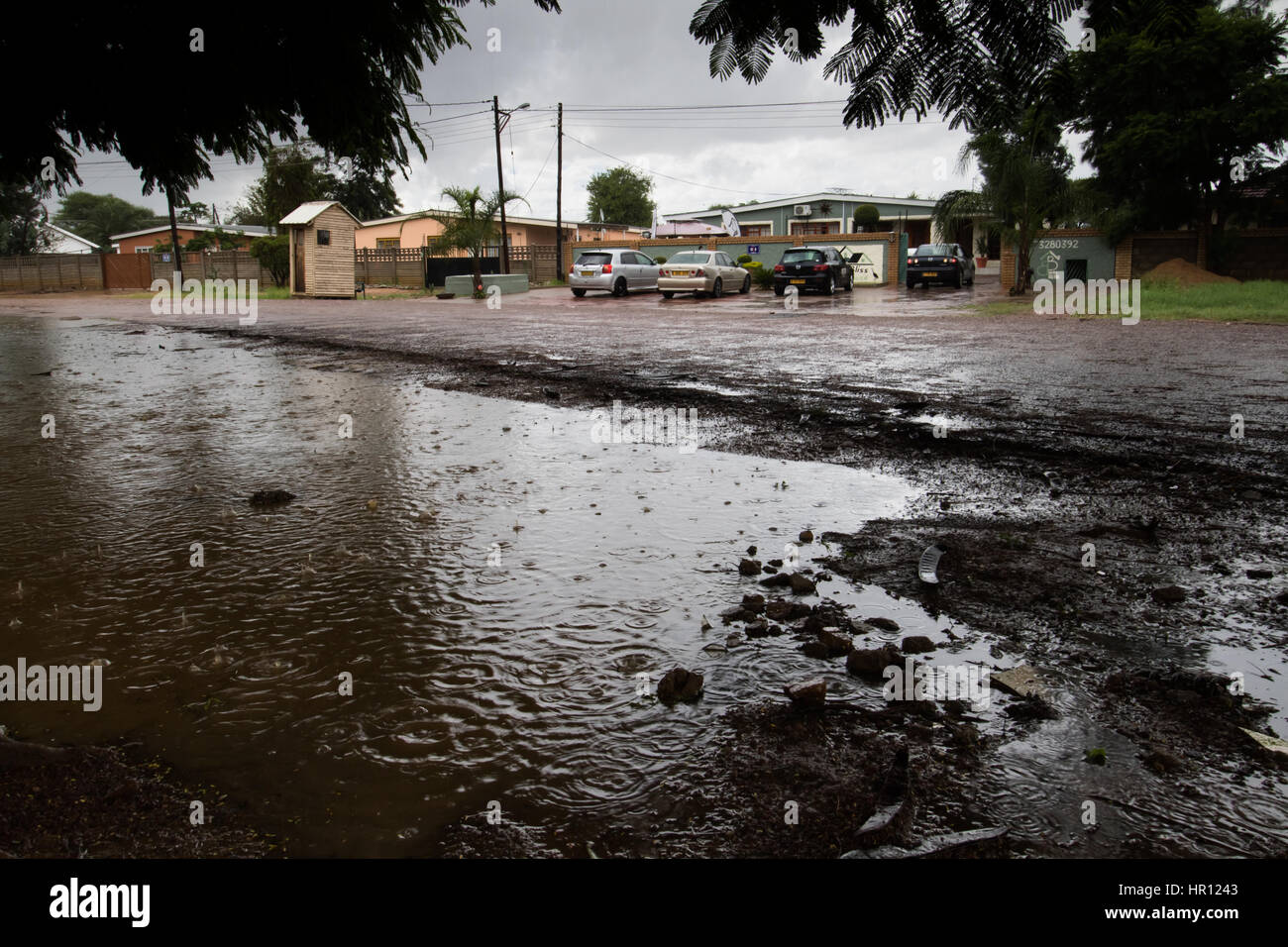 Gaborone, Botswana. 25 February, 2017. Surface flooding in Gaborone ...
