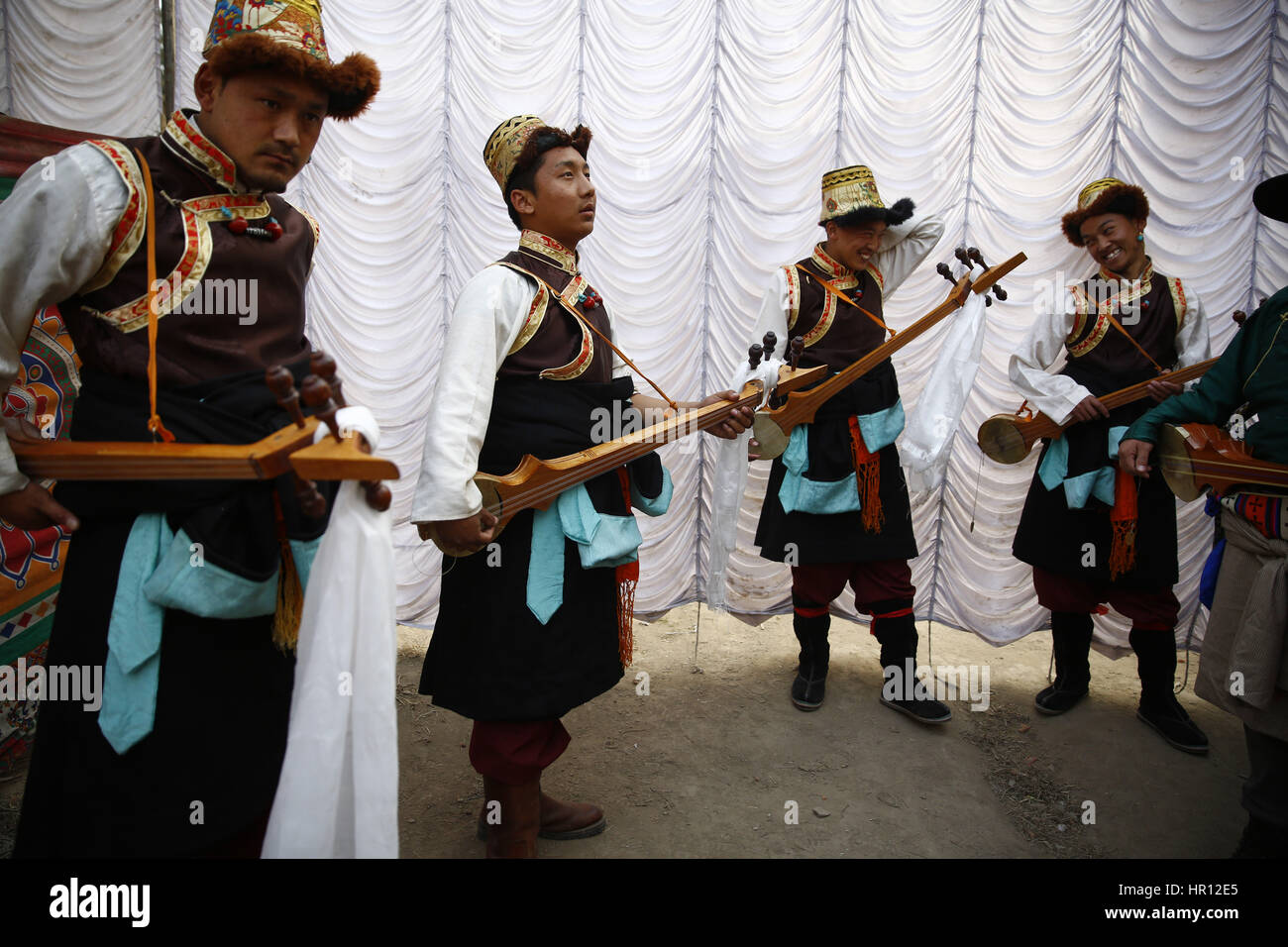 Kathmandu, Nepal. 26th Feb, 2017. Nepalese men from the Sherpa ...