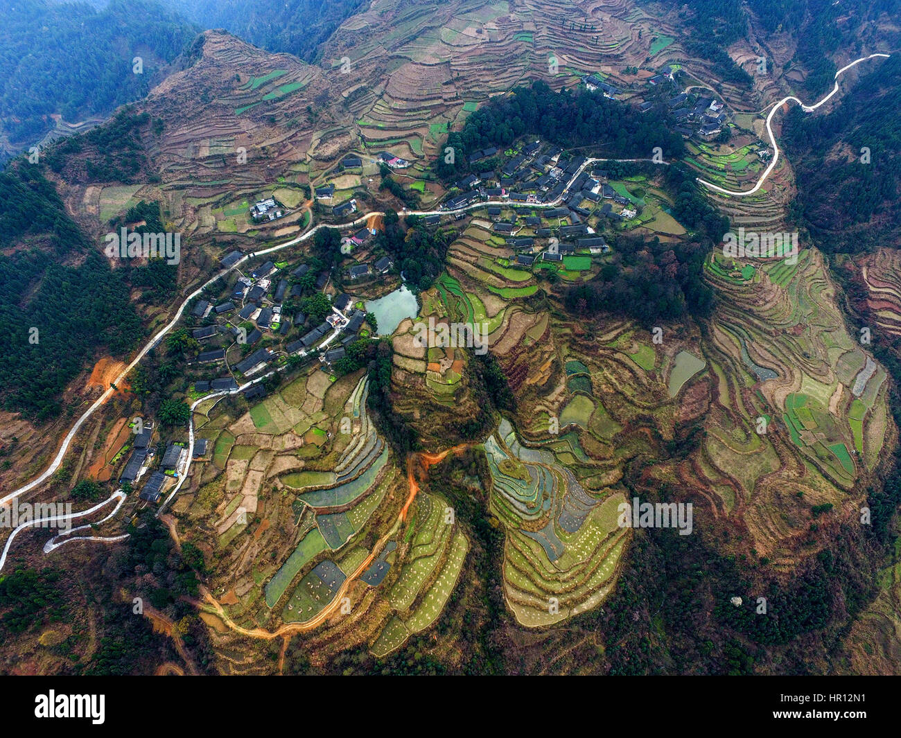 Xiangxi. 25th Feb, 2017. Aerial photo taken on Feb. 25, 2017 shows the ...