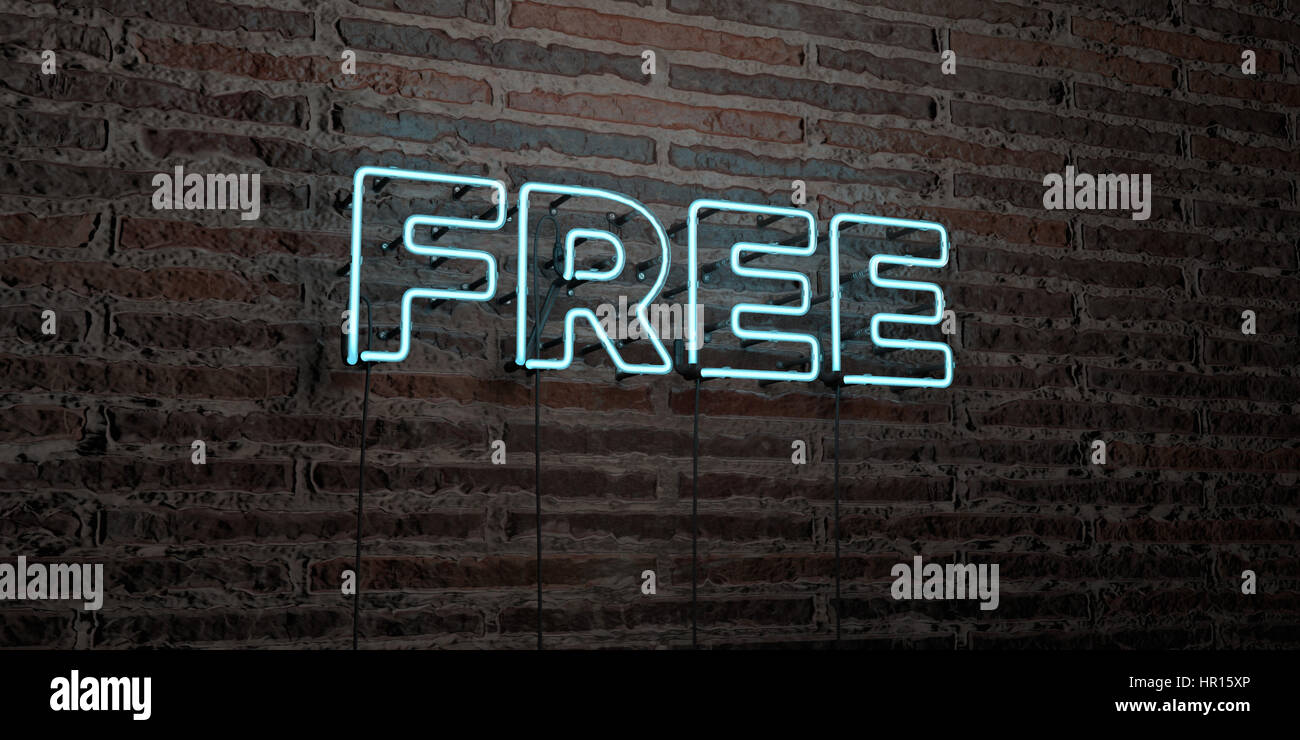 FREE -Realistic Neon Sign on Brick Wall background - 3D rendered ...