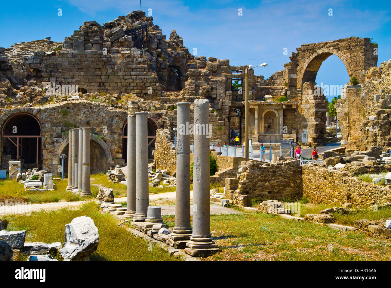 Side. Ancient city ruins. Province of Antalya. Mediterranean coast ...