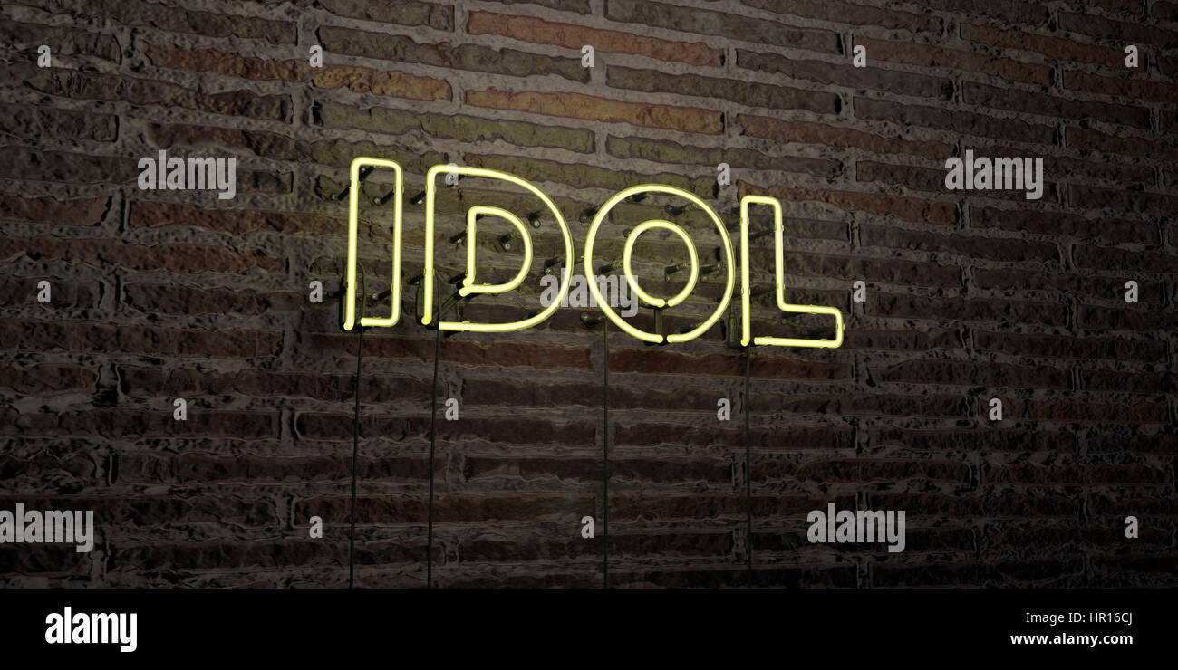 IDOL -Realistic Neon Sign on Brick Wall background - 3D rendered ...