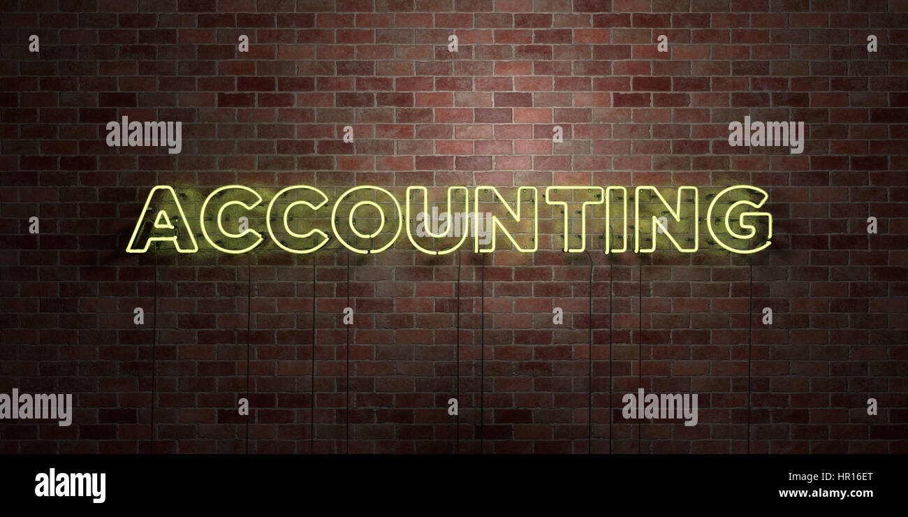 ACCOUNTING - fluorescent Neon tube Sign on brickwork - Front view - 3D ...
